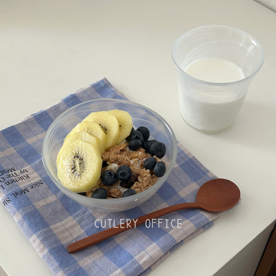 Cutlery丨异形手捏玻璃云雾玻璃餐具套装一人食麦片碗早餐碗家用