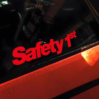 Safety 1ST安全第一湾岸风格贴纸汽车三角窗摩托车边箱头盔镂刻贴