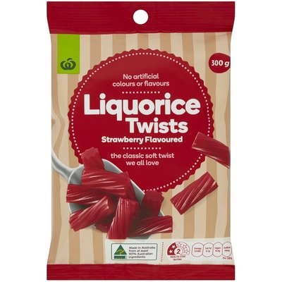 Woolworths Liquorice Twists Strawberry Flavour草莓味糖果300g