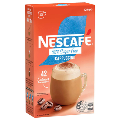 Nescafe 98% Sugar Free Cappuccino Sachets 10 pack 120g 澳洲