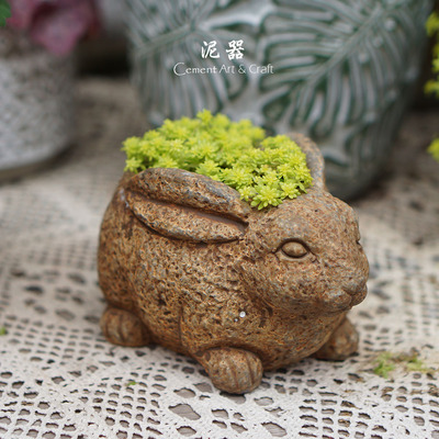 动物花盆水泥摆件可爱