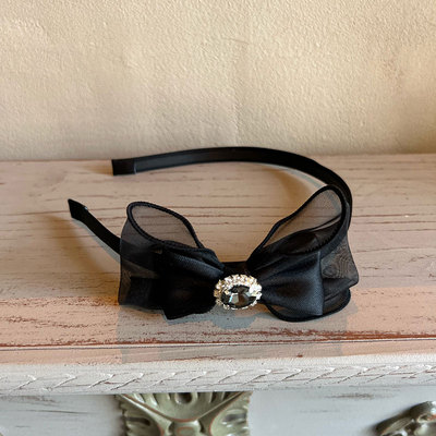 韩国甜美气质高级感蝴蝶结网纱发箍优雅氛围感水钻头箍压发发卡女