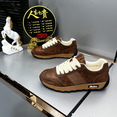 BC82928秋季新款韩版阿甘男鞋全皮低帮防滑休闲运动鞋网红开车潮