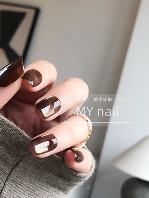 【MY nail】纯手工穿戴甲琥珀棕空间猫眼秋冬新款高级感美甲贴片
