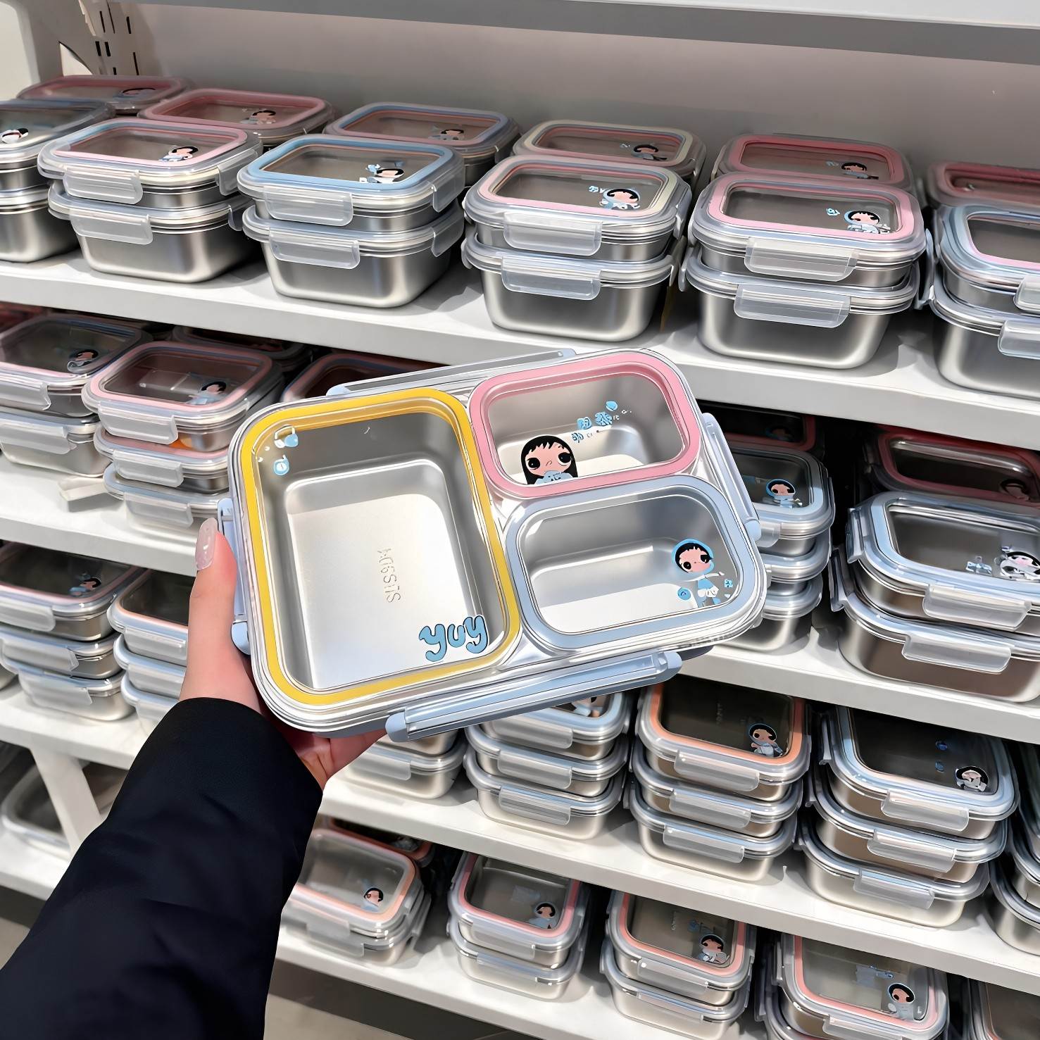 可爱保鲜盒微波炉加热便当盒分格密封盒食品级水果便当盒外出携带
