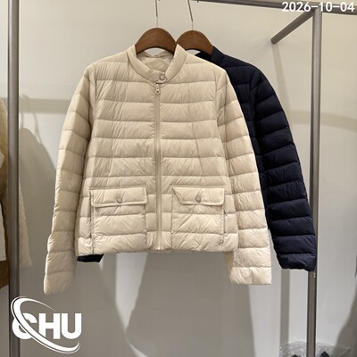 欧洲站2026冬季新款双口袋拉链轻薄羽绒服女白鹅绒保暖外套111098