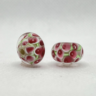 潘多拉琉璃红色花瓣单珠