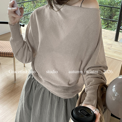 GRACETINA HOO-式荡领天丝亚麻两穿通勤气质慵懒百搭针织衫ZA5077