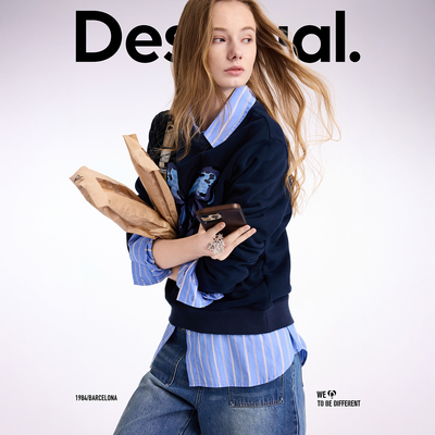 Desigual秋冬合体蝴蝶印花植绒女式卫衣