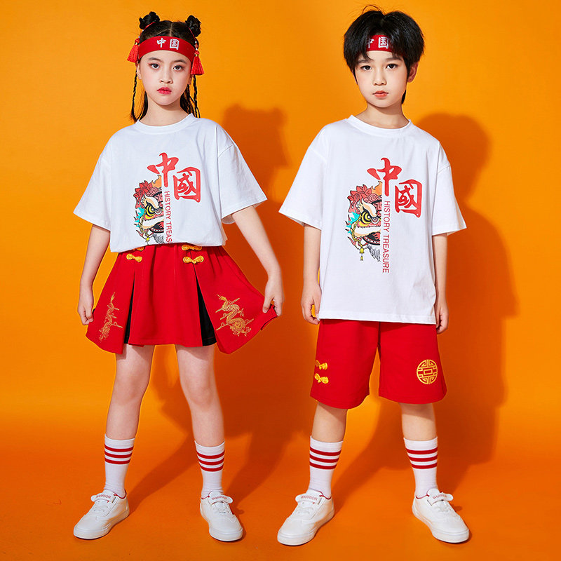 儿童中国风啦啦队春夏订制演出服校服幼儿园服民族风中小学生班服