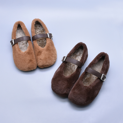 全包短绒勃肯鞋女鞋子2025秋冬新款爆款玛丽珍懒人鞋内增高棉鞋软