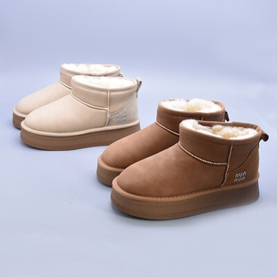 微瑕清软面厚绒厚底保暖雪地靴冬季防滑百搭加绒棉靴简约软底短靴