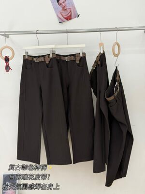 图作0372秋季新款窄版阔腿裤女宽松休闲裤韩系直筒裤高腰0302