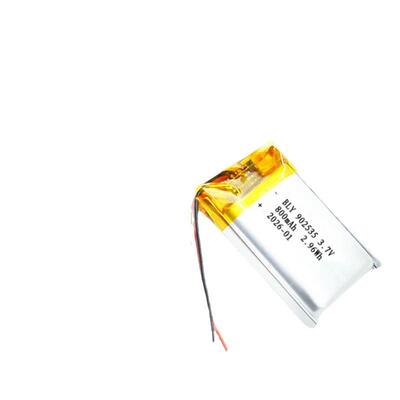 CE认证902535聚合物锂电池800mAh按摩仪太阳能灯玩具三元锂电池