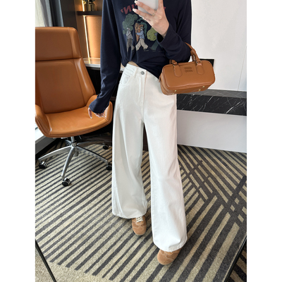 挚爱白牛！~直筒白色牛仔裤女新