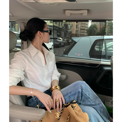 简约百搭棉麻白衬衫女上衣