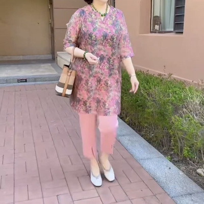 今年流行特惠26125新大爱美依缘2026夏季新款宽松中长款印花上衣