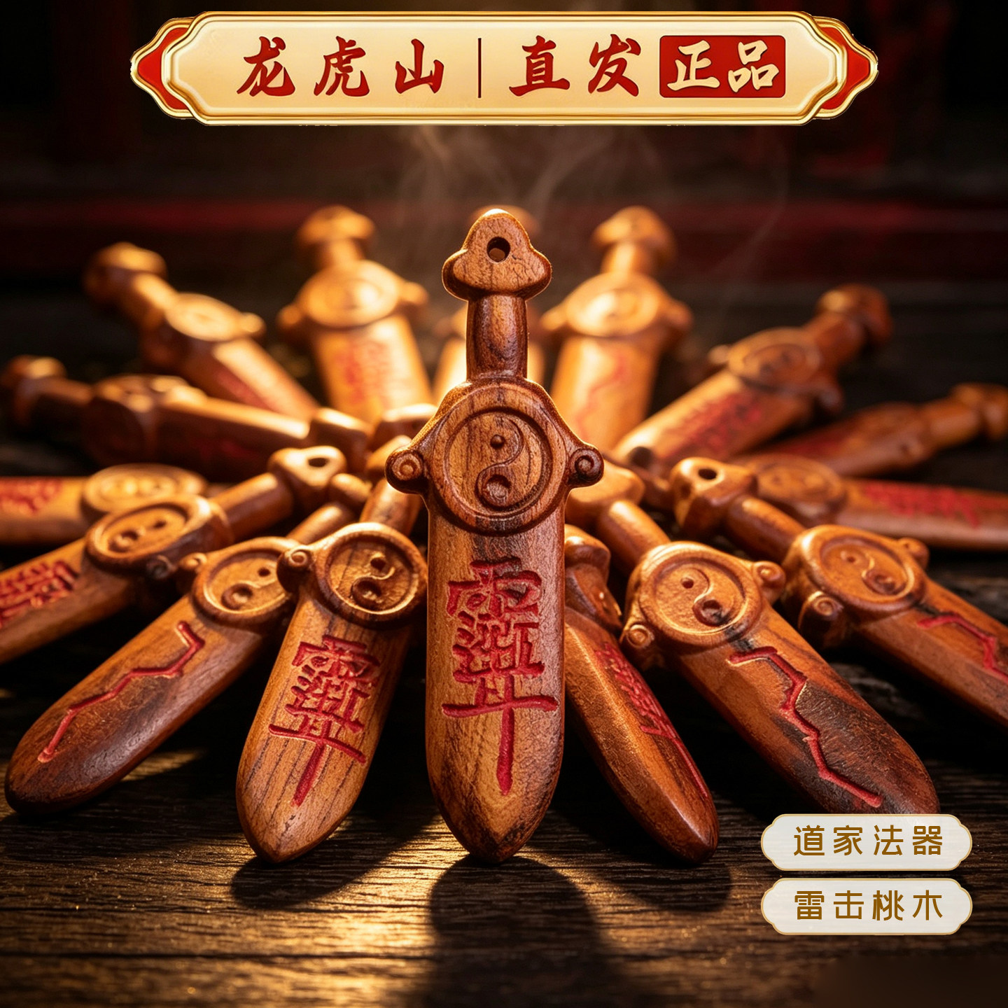 龙虎山正品雷击桃木小剑挂件紫微讳雨渐耳北斗七星剑吊坠平安法器