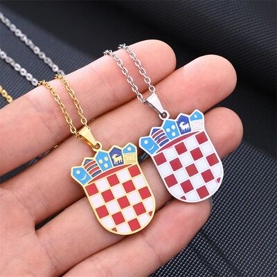 New Croatia Flag Pendant Necklaces Stainless Steel for Women