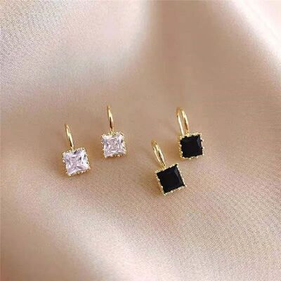 Simple Black White Irregular Polyhedron Pendant Small Earrin