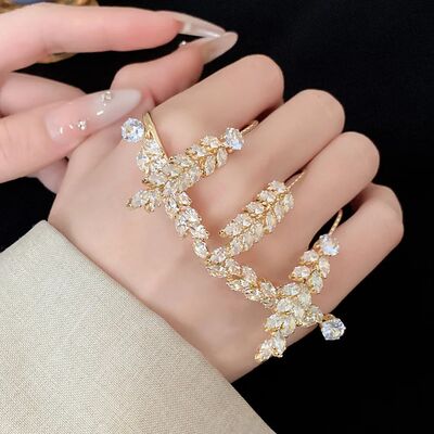 New Shiny Zircon Rings Women Round Wheat Exaggerated Geometr