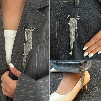 New Exaggerated Metal Chain Pendant Tassel Brooches for Wome