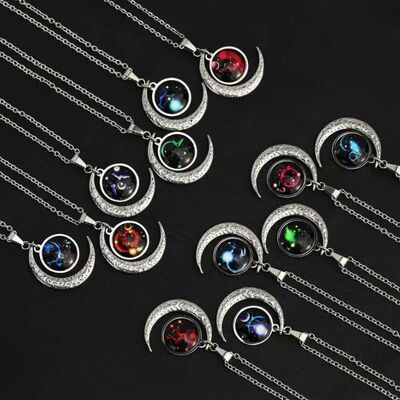 Twelve Constellations Retro Luminous Pendant Necklace, Stain