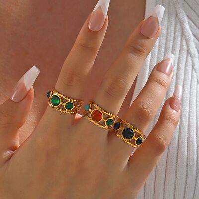 Vintage Stainless Steel Multi Layer Lines Rings for Women Me