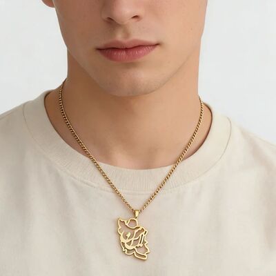 Iran Map Persian Calligraphy Necklaces Jewelry Stainless Ste