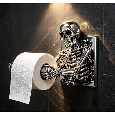 Resin Skeleton Wall Tissue Holder Horror Gothic Decor Househ