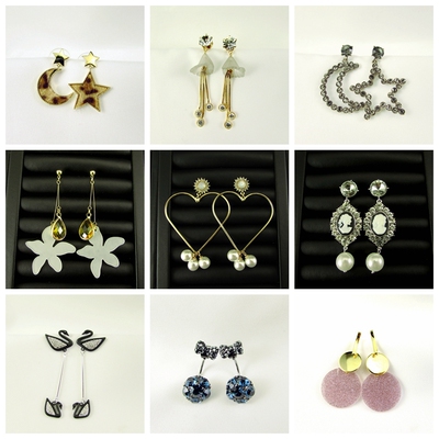 夸张925银针女水钻耳环耳坠