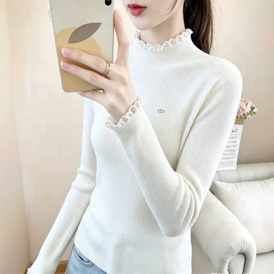 法式精致时尚木耳边边打底衫女装