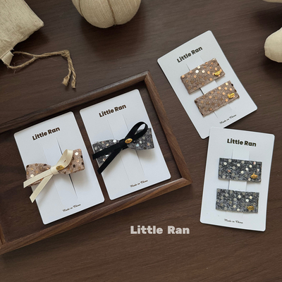 Little Ran小众手工蝴蝶结发夹女童波点发饰生日头饰发夹周岁发饰