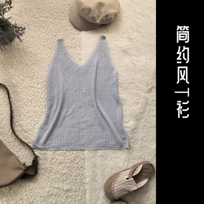 N005-亮钻银丝灰白色无袖小背心 夏季穿着 舒适透气
