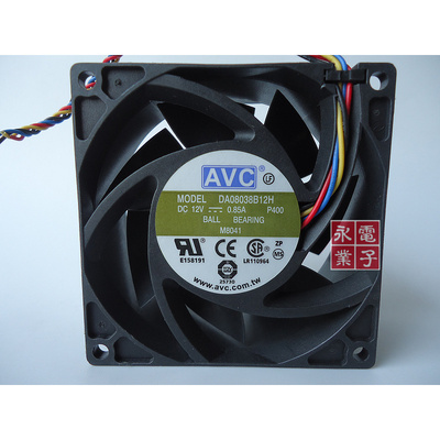 原装AVC 8038大风量静音风扇 12V 0.85A DA08038B12H 4线温控风扇