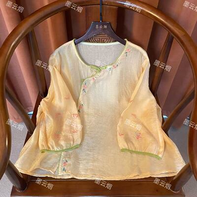 【花蕊】新中式女装春夏秋高档优雅中国风时尚复舒适复古上衣8281