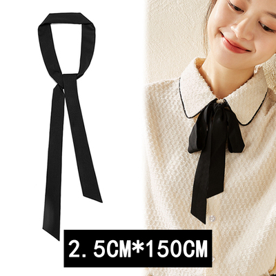 黑色优质雪纺细长腰带裙子装饰系带百搭女飘带搭衬衣蝴蝶结可定制