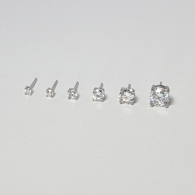 【CnHnOn脂肪商店】s925纯银莫桑石四爪轻奢高级简约白圆钻耳钉