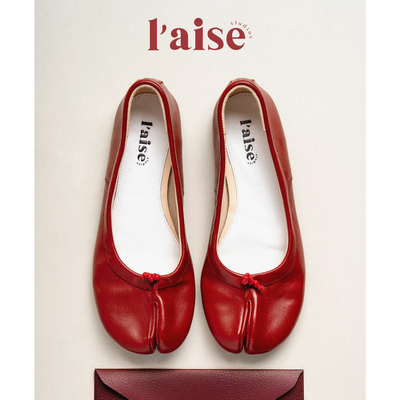L'aise平底单鞋浅口分趾鞋女