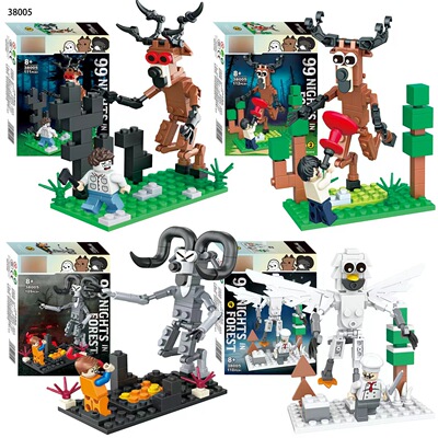 跨境新品99 Nights森林中的99天探险游戏拼装积木山羊麋鹿积木人