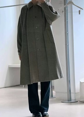 现货PREON工厂自制冬季新款时髦廓形百搭通勤羊毛大衣外套
