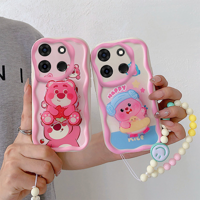 适用于Infinix Note 30 4G手机壳X6833B全包卡通可爱奶油边保护套 防摔硅胶软壳 个性支架