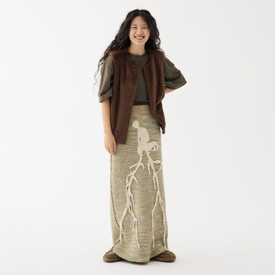 CONP长裙跪地生根双面