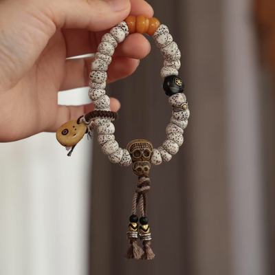 星月蒜瓣大肠 搭配驼骨阿呆三通 咒点卡子 大肠 天珠镶标桶珠配饰