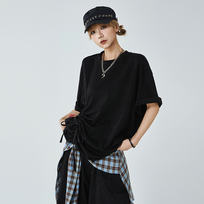 原创冰爽显瘦抽绳男女款夏日T恤