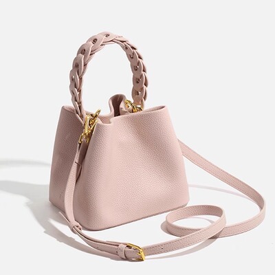 2025新款菜篮子手提包高级感真皮编织水桶包斜挎包软皮手提包女包