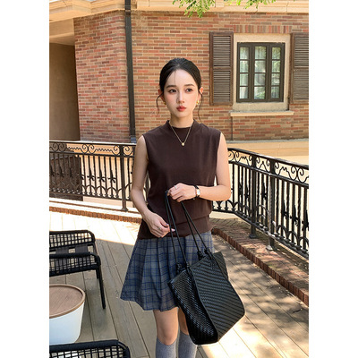 衣尔衫 6色搭配 新款无袖半高领针织衫女打底外穿叠穿上衣0566