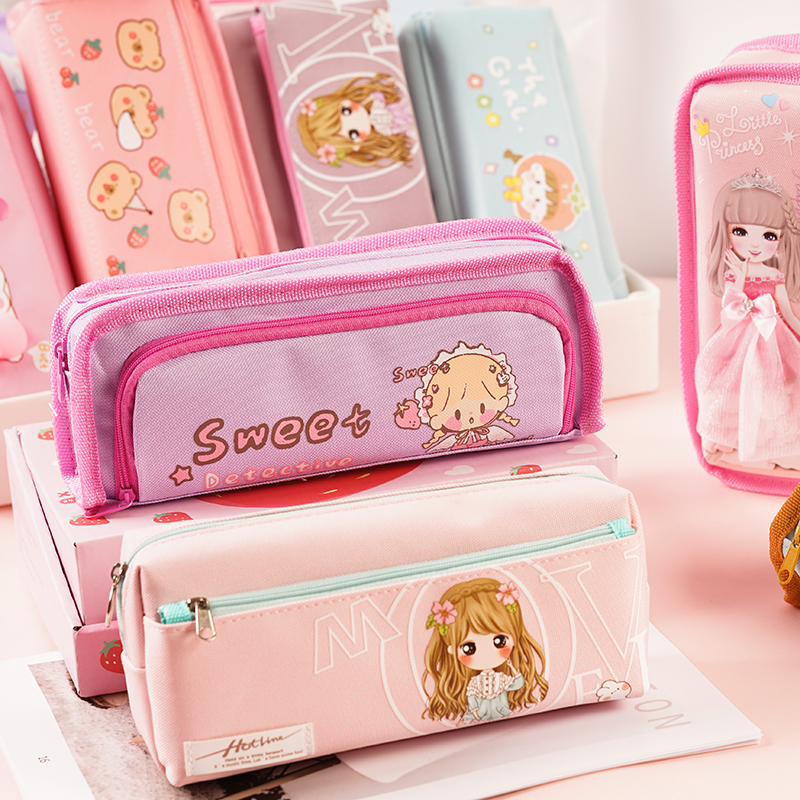 大容量女孩笔袋ins日系初中小学生可爱卡通帆布少女心文具铅笔盒_虎窝淘