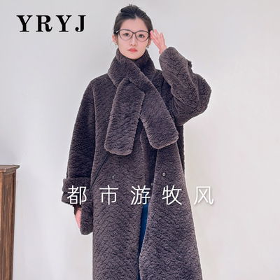 YRYJ2025秋冬新款V领环保皮毛一体外套商场同款1454031262