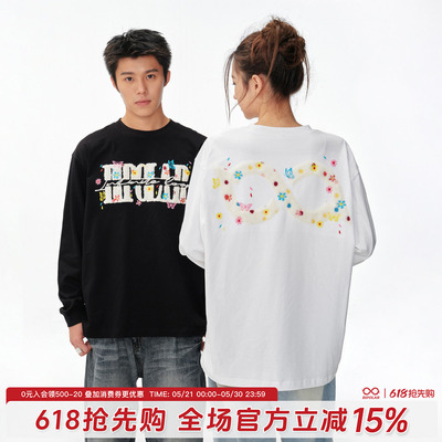 BIPOLAR毛绒花朵长袖T恤